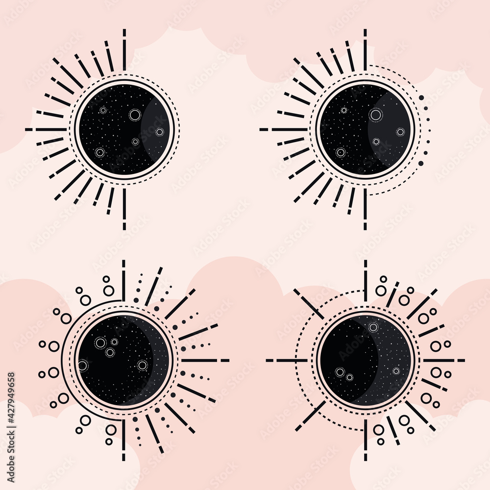 four moons phases Stock Vector | Adobe Stock