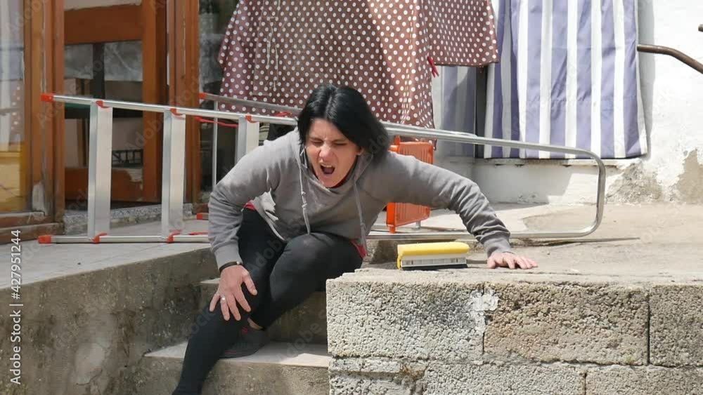 accidents while cleaning domestic house where a caucasian girl falls ...