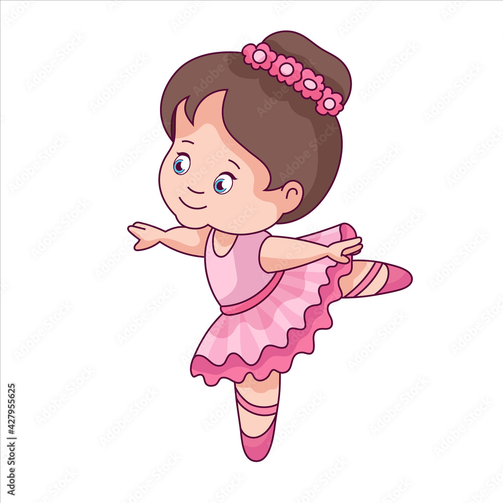 Cute cartoon ballerina. Ballet dance princess. Child vector ...