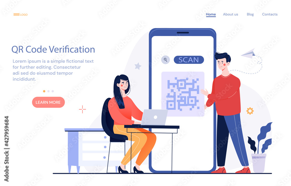 Setting QR code verification for online services Stock Vector | Adobe Stock