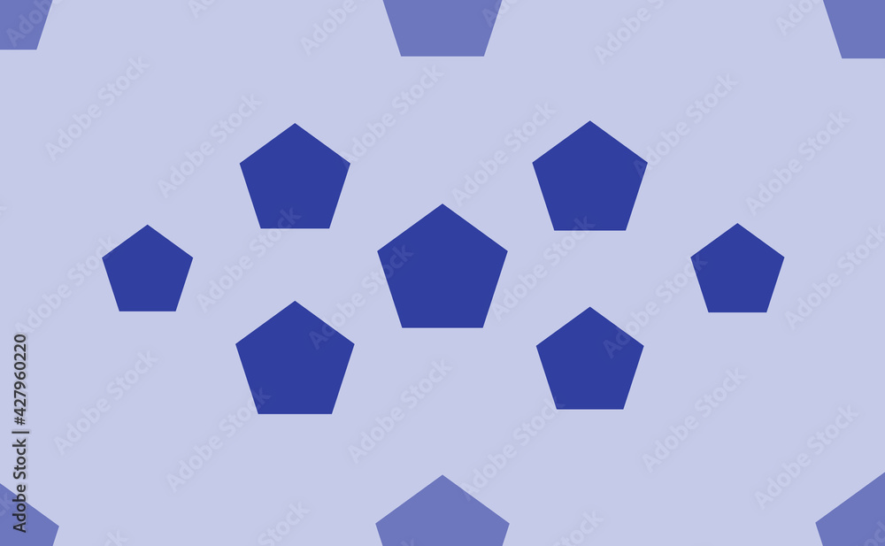 Seamless pattern of large isolated blue pentagon symbols. The pattern ...