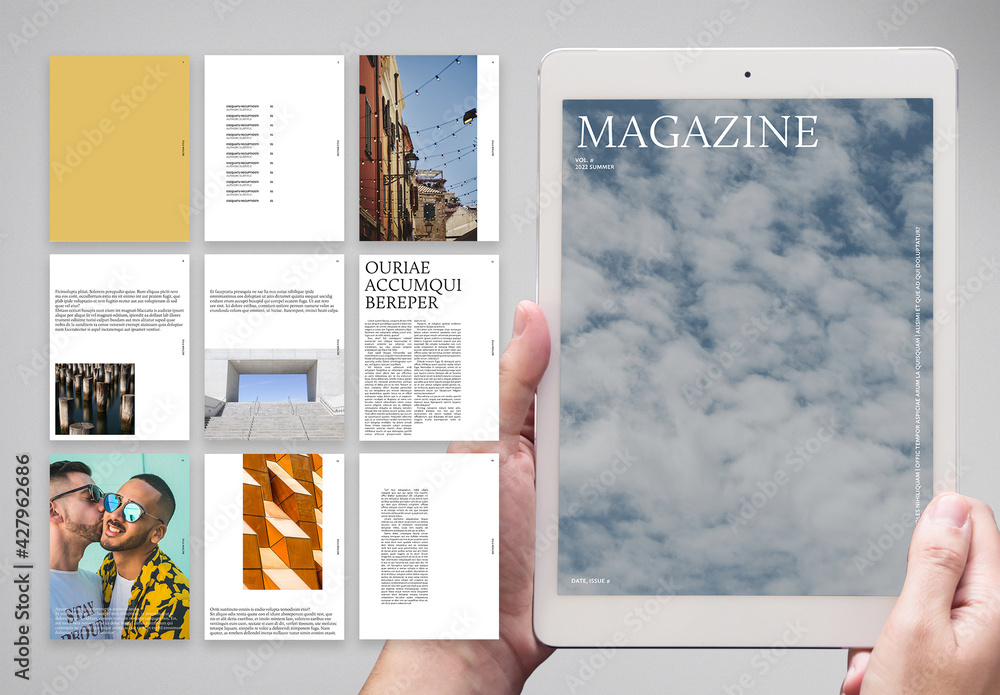 Indie Digital Magazine with Yellow Accents Stock Template | Adobe Stock
