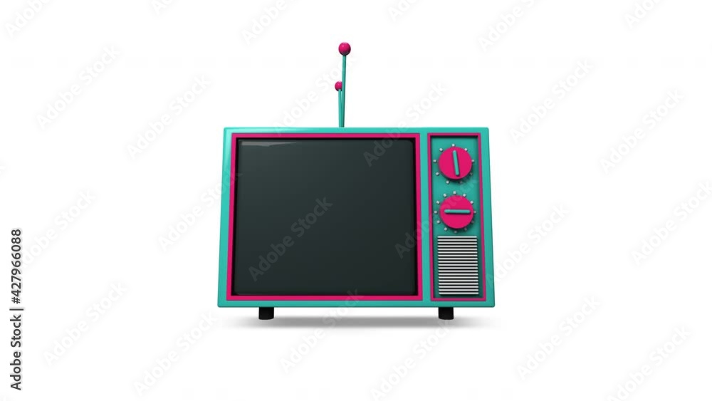 Pack of colorful cartoon television with empty, no signal and green ...