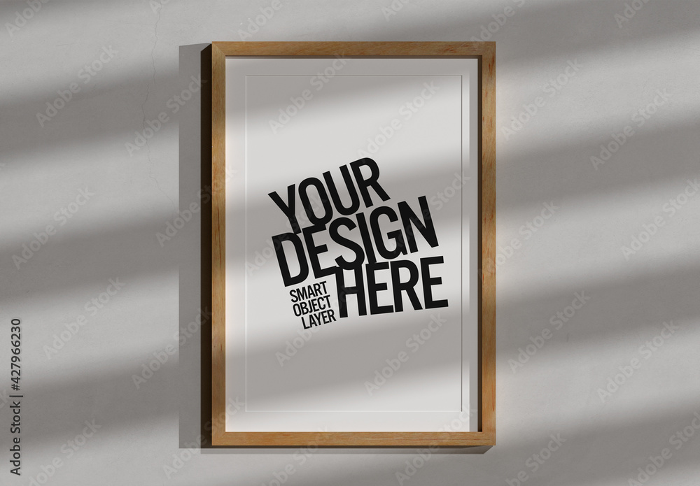 Mockup of a Wood Frame Stock Template | Adobe Stock