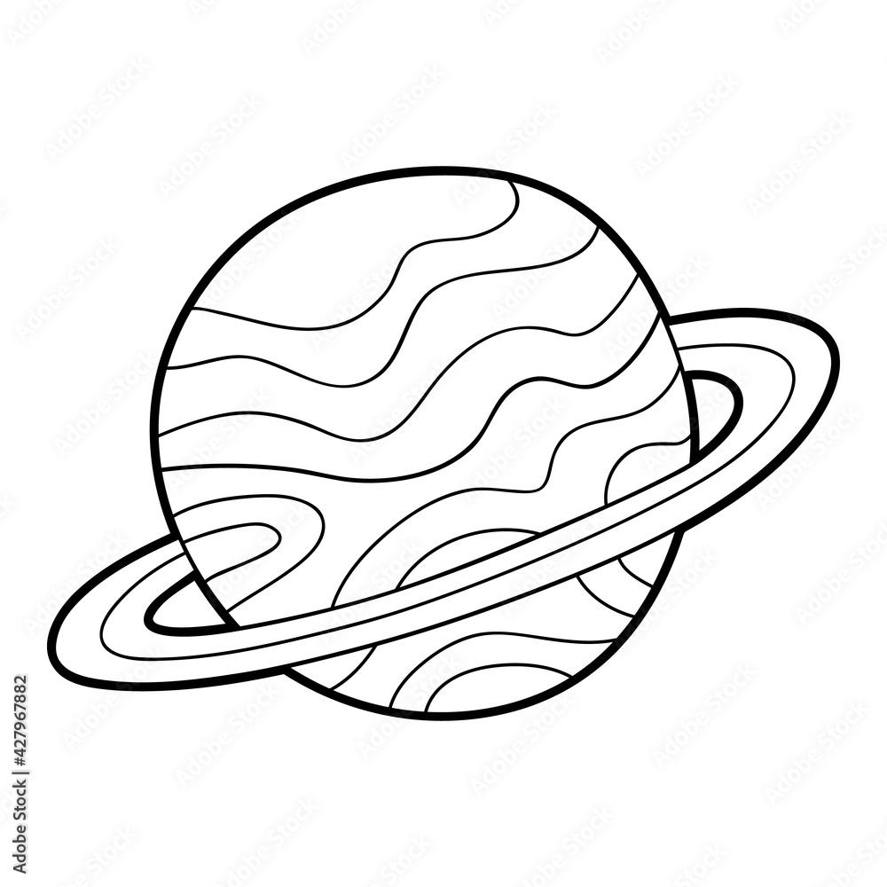 Vector illustration coloring page with cartoon planet for children ...