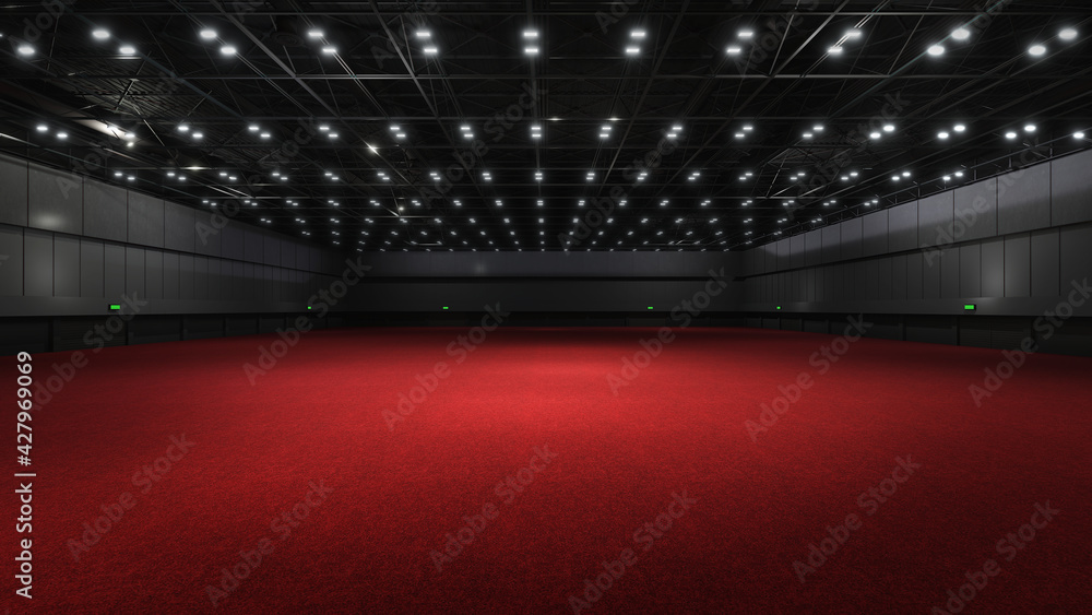 Empty hall exhibition center. backdrop for exhibition stands with red ...