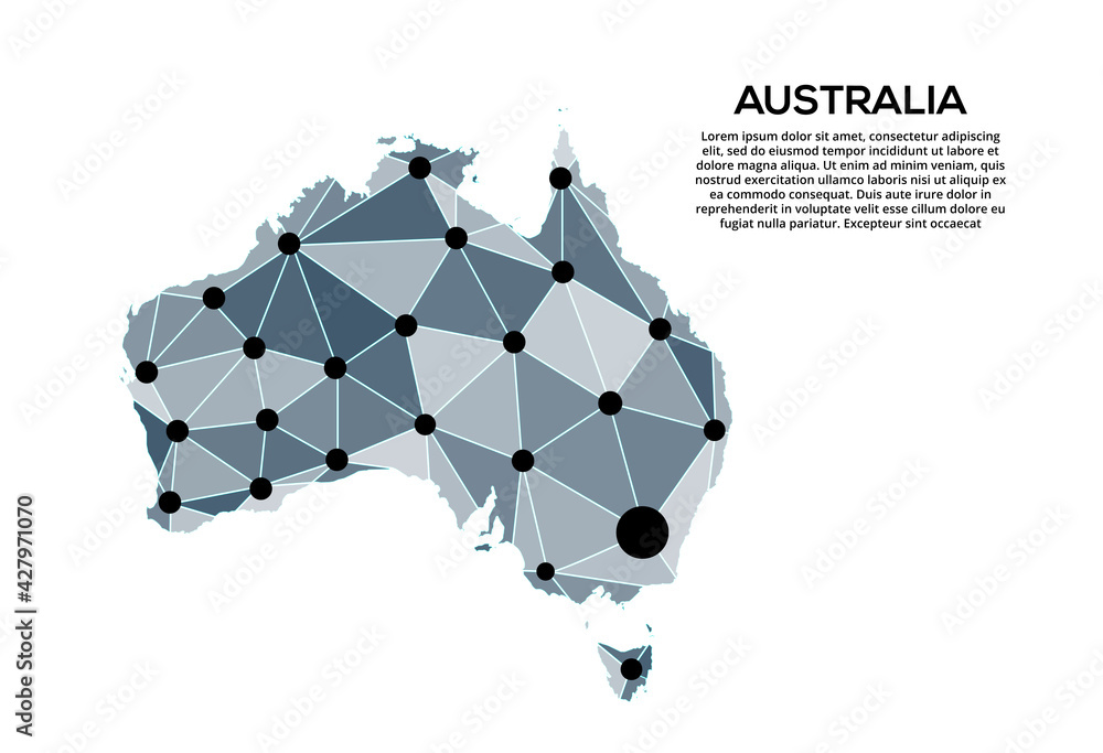Australia communication network map. Vector image of a low poly global ...