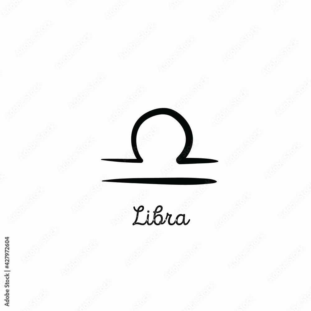 Hand drawn libra zodiac illustration. Simple line libra zodiac icon ...
