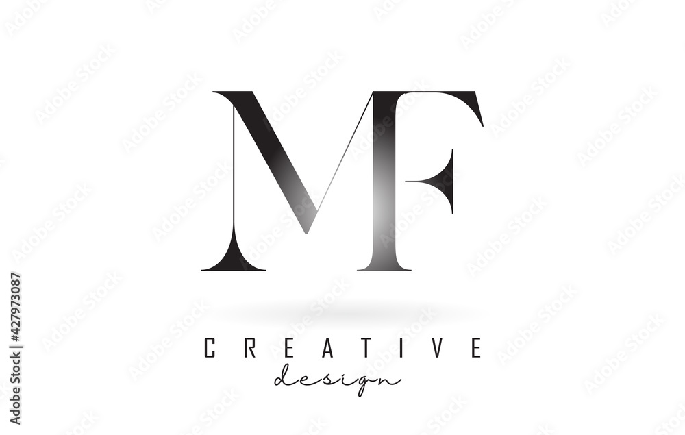 MF m f letter design logo logotype concept with serif font and elegant ...
