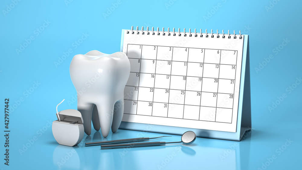 Reminder calendar for visiting the dentist. Dental appointment, check ...
