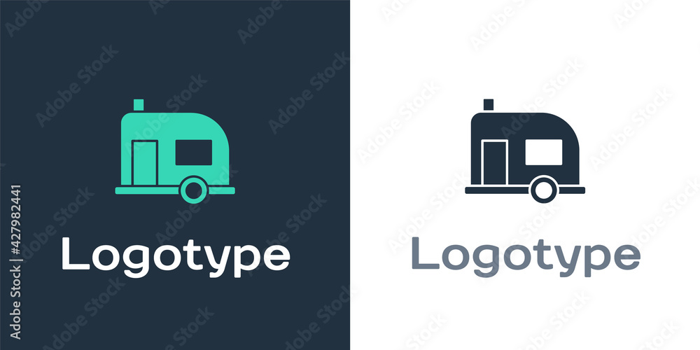 Logotype Rv Camping trailer icon isolated on white background. Travel ...