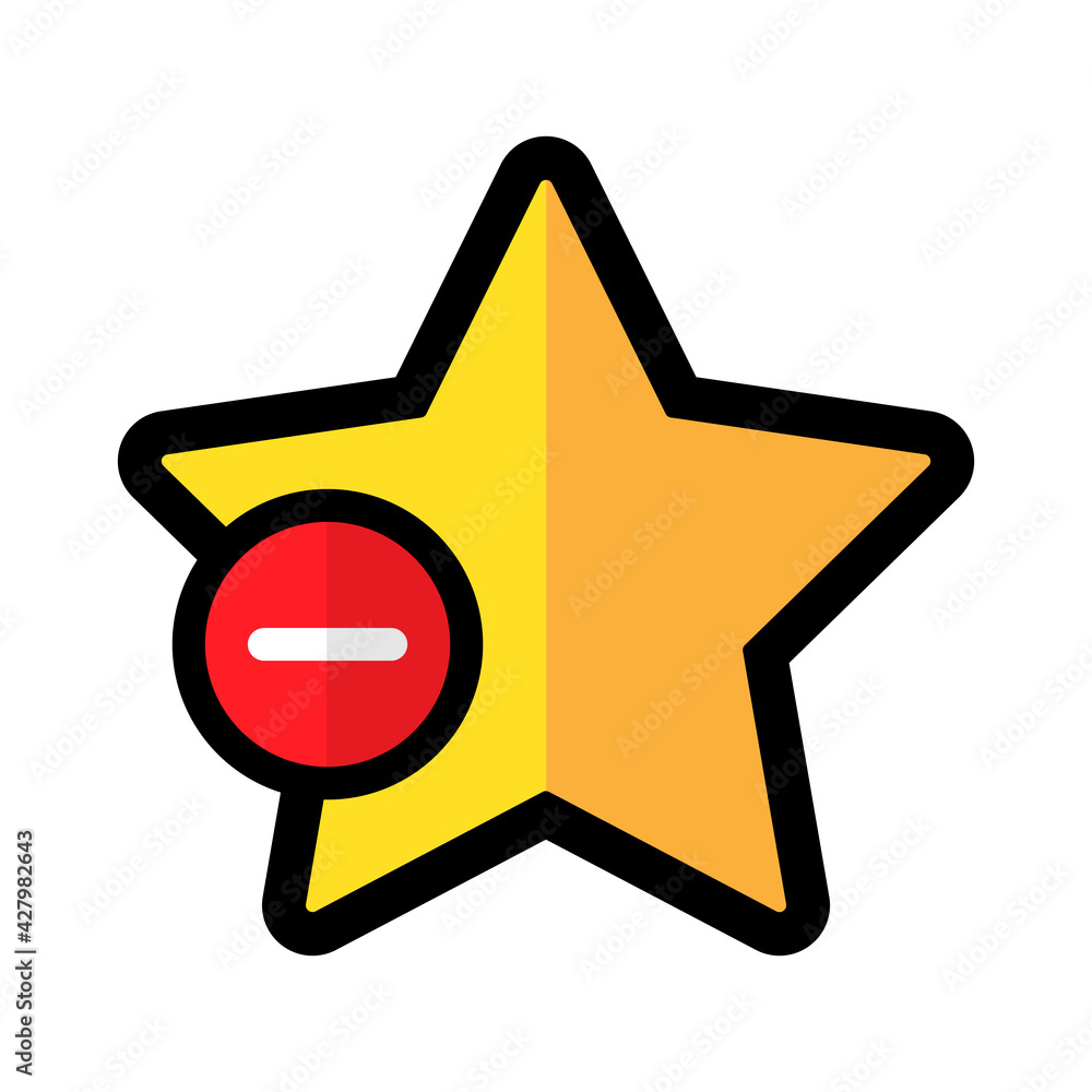Remove from favorites button icon. Star shape and no entry sign ...