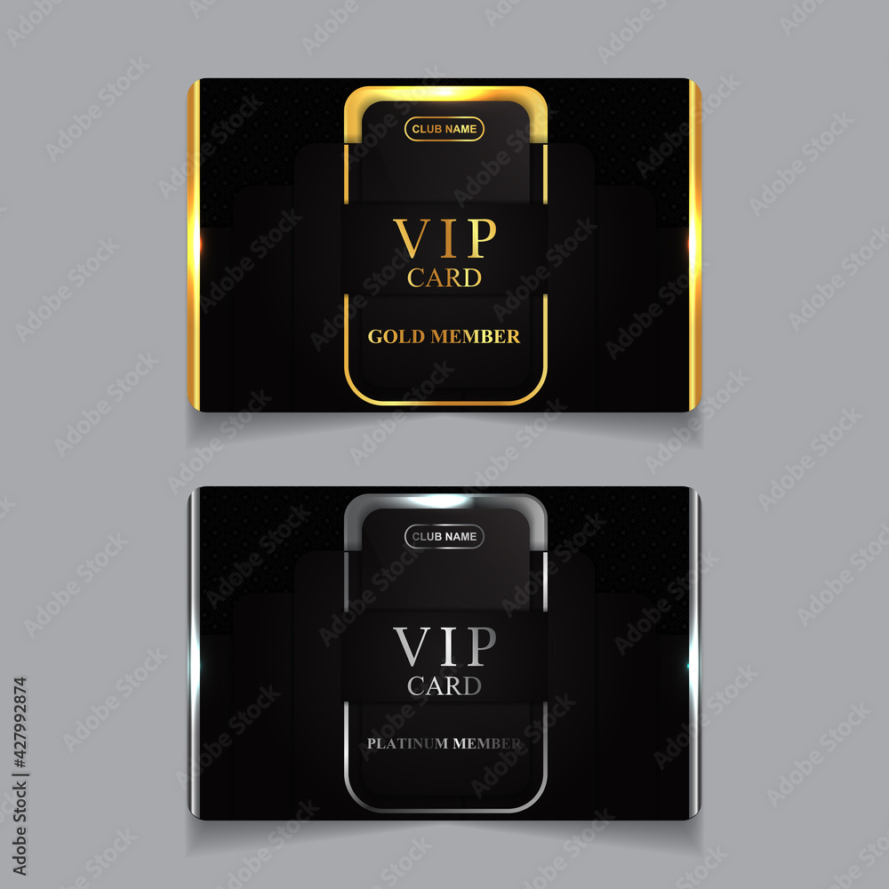 Vector VIP golden and platinum card. Black geometric pattern background ...
