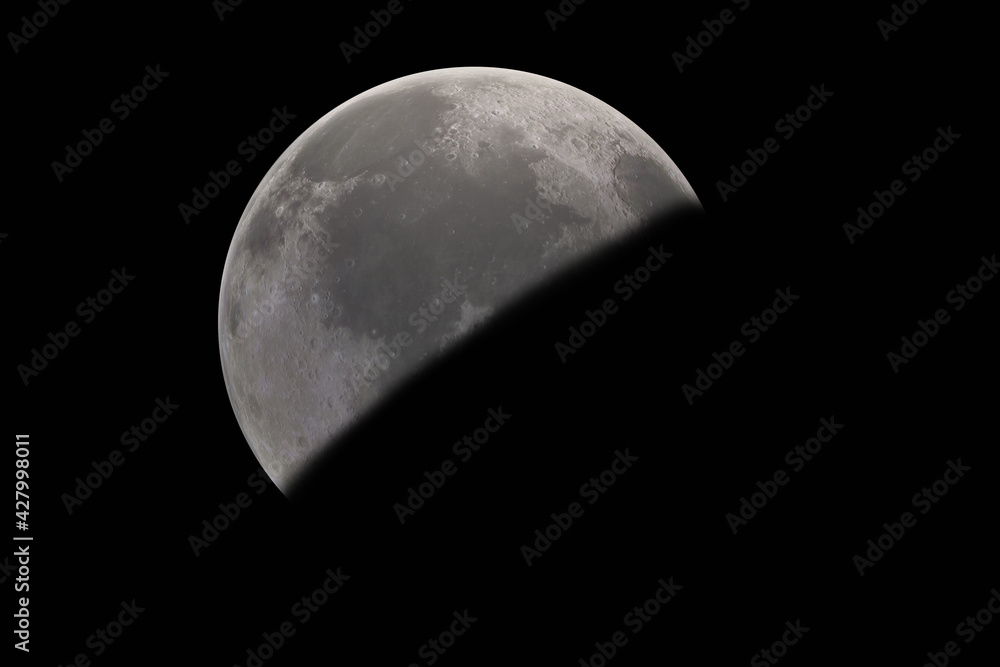 3d rendering of moon on a dark outer space background showing the ...