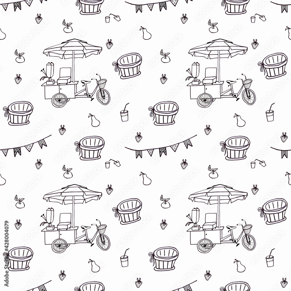 Seamless pattern design for street food festival, Graphic design ...