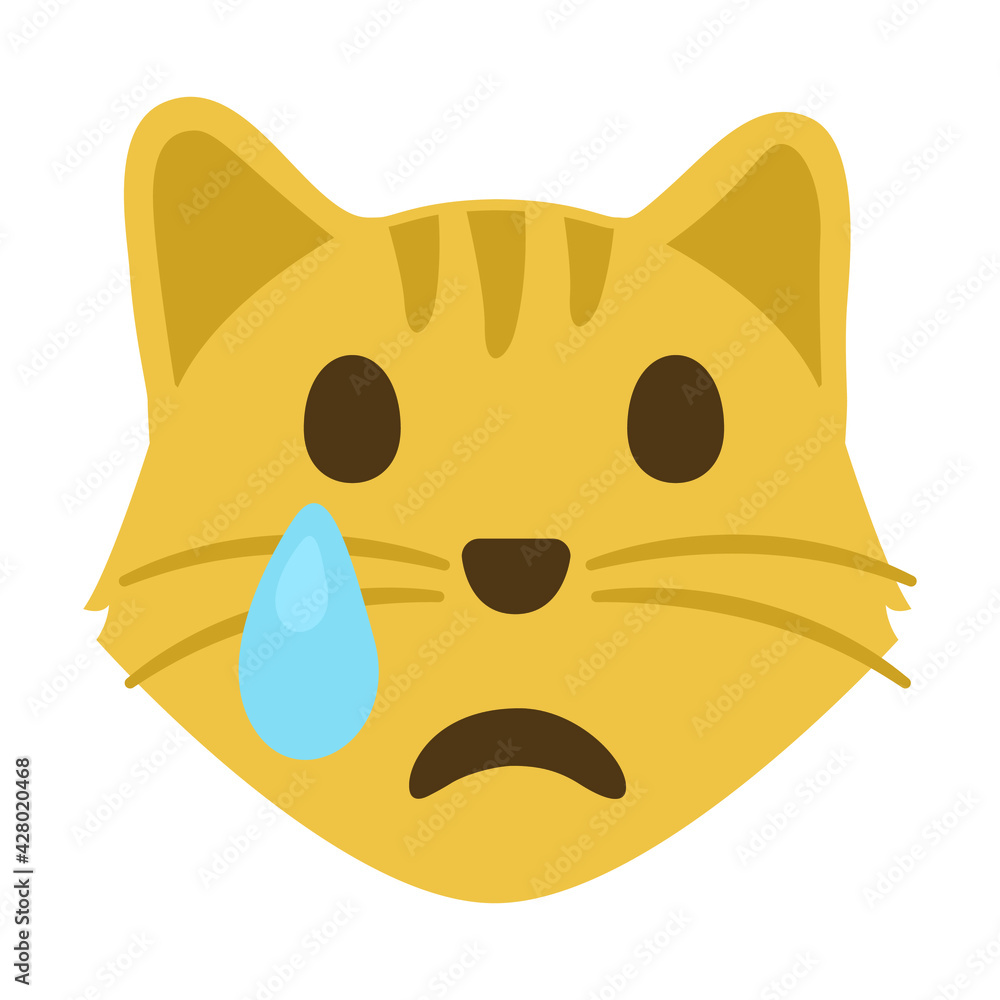 Cat Cry Emoji Icon Illustration. Animal Mascot Vector Symbol Emoticon ...