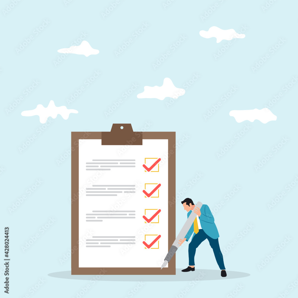 Checklist for work completion, review plan, business strategy or to do ...