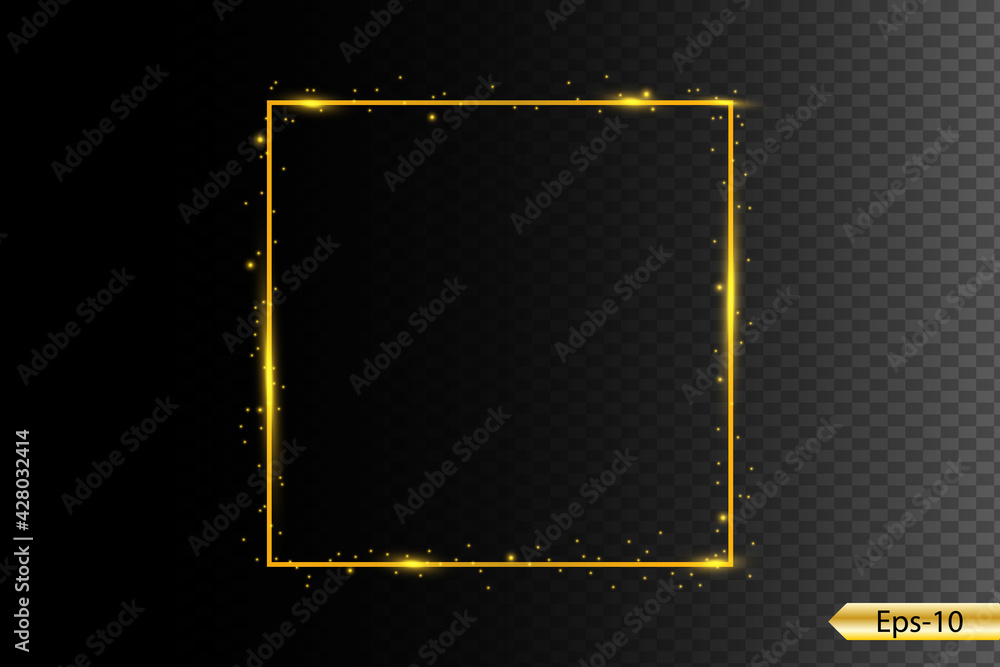 Vector illustration of a gold rim. golden gradient frames with light ...