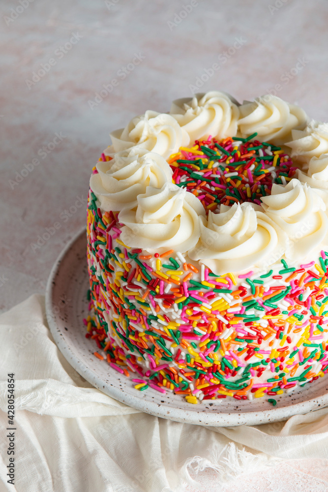 Sprinkle Cake Stock Photo | Adobe Stock