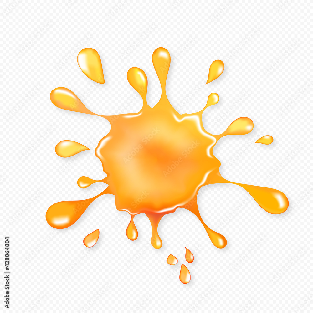 Orange blob. Glossy slime blot on transparent background. Vector ...