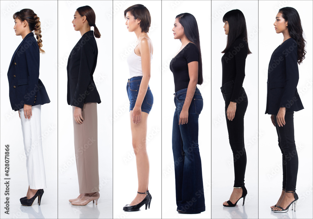 Full body length Figure snap of Asian Women in many diversity career ...