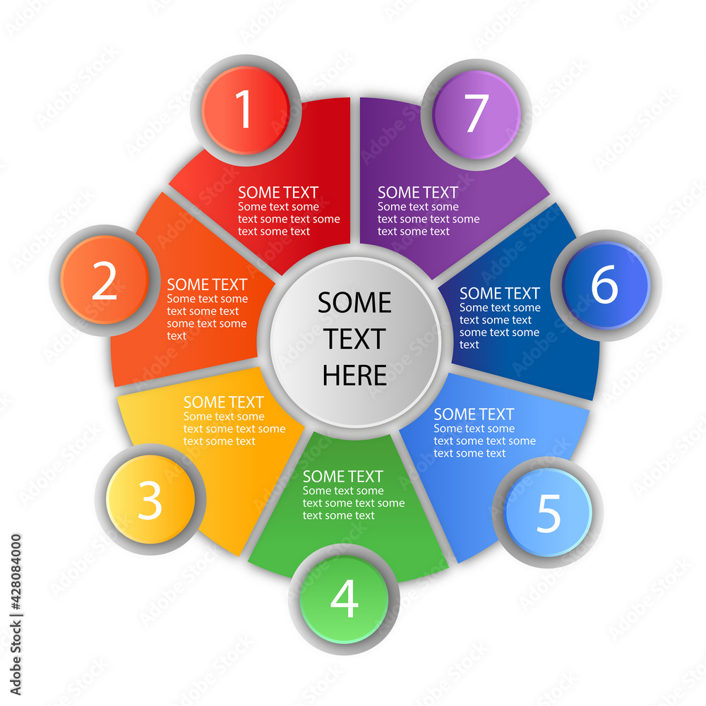 Infografic design. Seven steps. Process chart. Template for ...