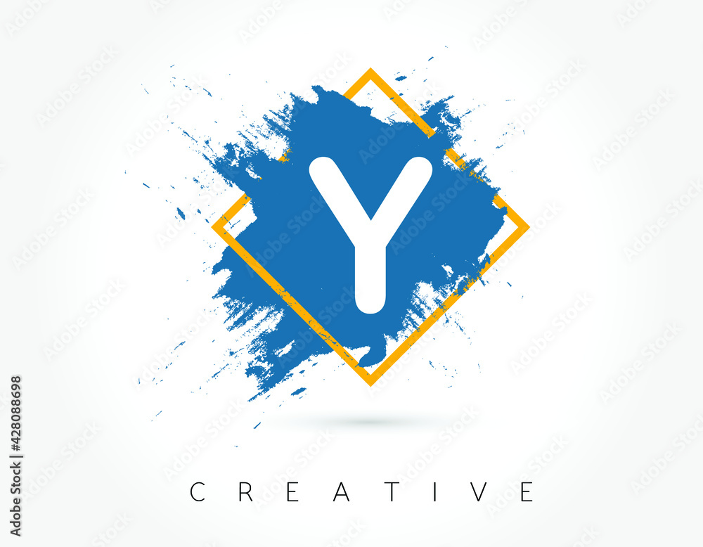 Watercolor pastel brush Y letter logo with rounded design. Stock Vector ...