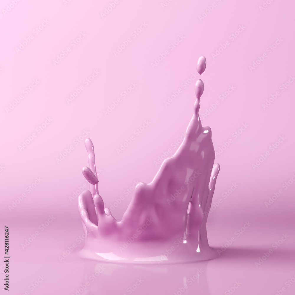 Pink liquid splash in pink scene, abstract mockup background for ...