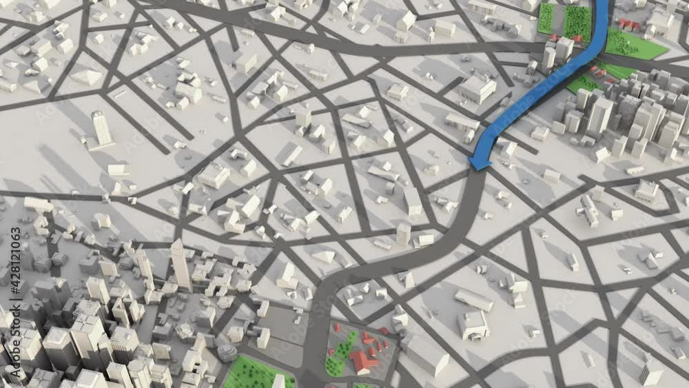 GPS Tracking. GPS navigation concept. Arrow moving forward on a map ...