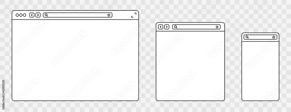 Line browser mockups different devices web window mobile, laptop and ...