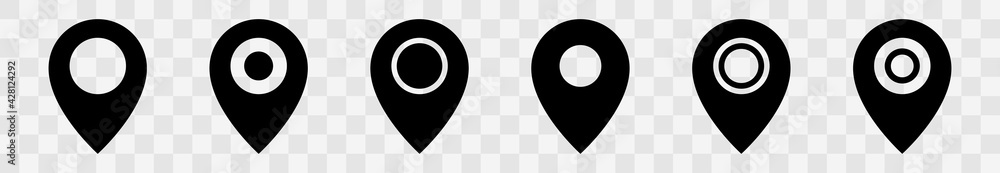 Map pointers icons set. Map marker in different shapes. Geography pin ...