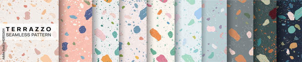 A set of classic Italian floor textures with natural stone terrazzo ...