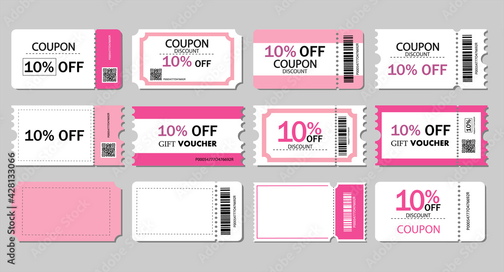 Set of coupon ,ticket card,gift vouchers.Coupon Card element template ...