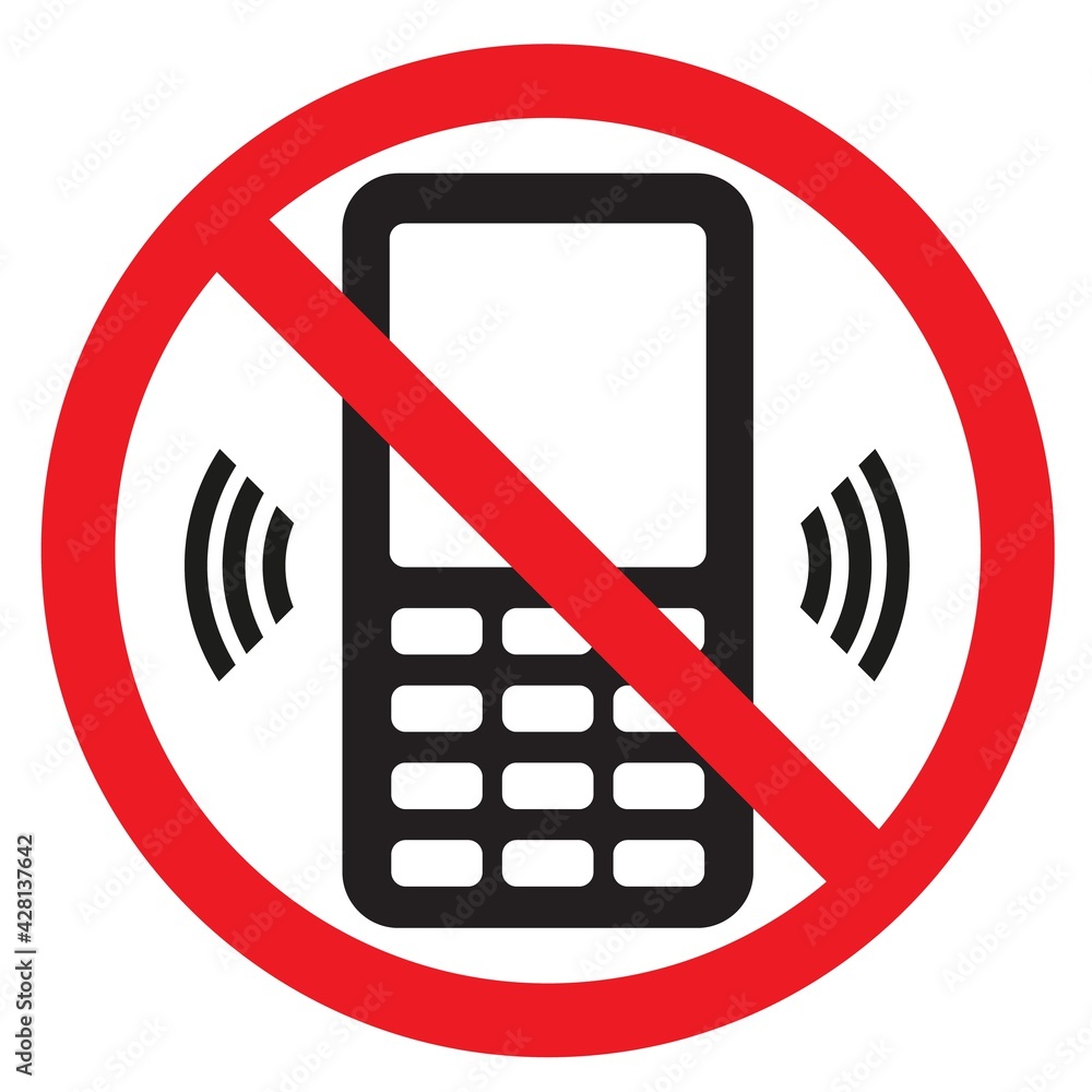 Telephone warning stop sign icon. Push button phone turn off. Vector ...