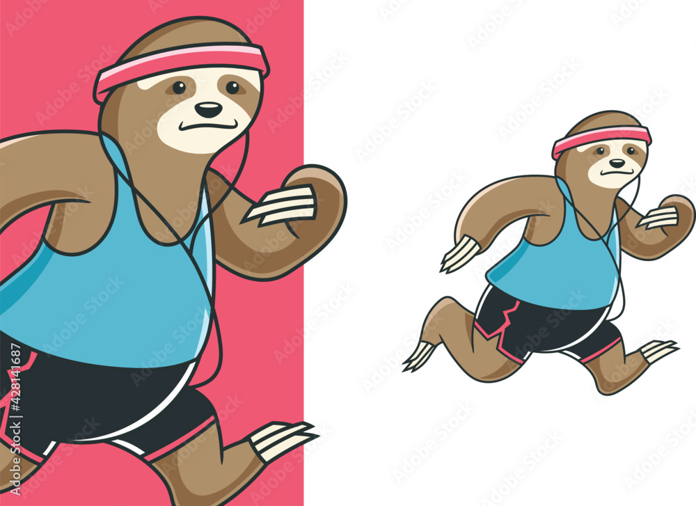 Running-Sloth Stock Vector | Adobe Stock