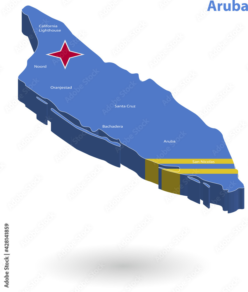 3d Map Of Aruba and Vector Illustration, Aruba flag and map Royalty ...