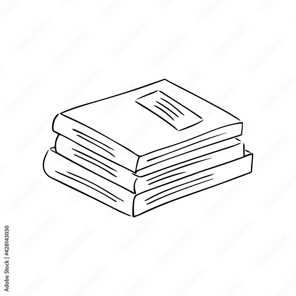 Vetor de Hand-drawn books and notepads. Simple logo design for ...