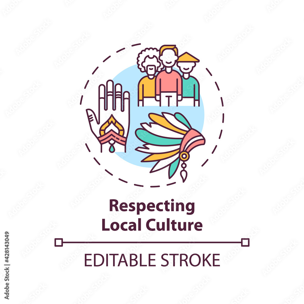 Respecting local culture concept icon. Green hotel features. Sense of ...