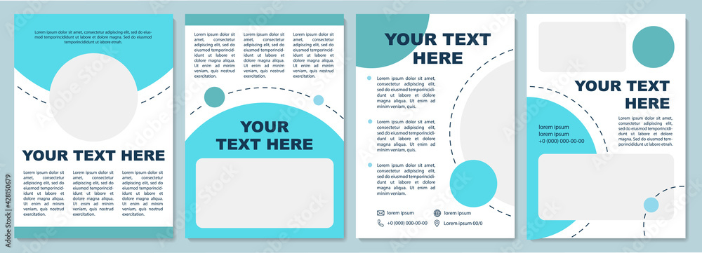Cyan themed brochure template. Flyer, booklet, leaflet print, cover ...