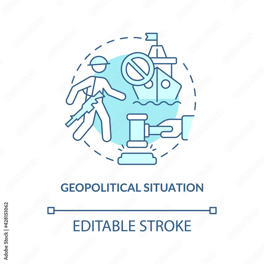 Geopolitical situation concept icon. Oil price factor idea thin line ...