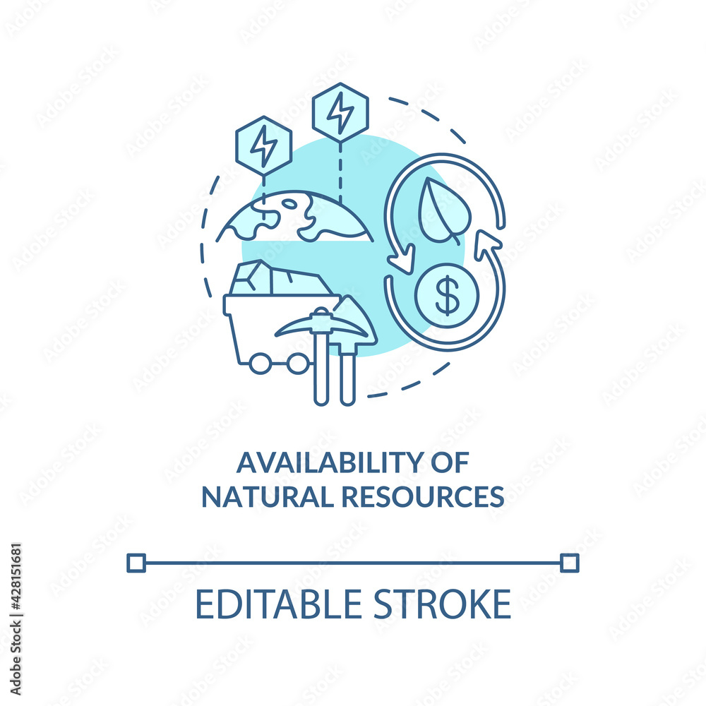 Natural resources availability concept icon. Energy security idea thin ...