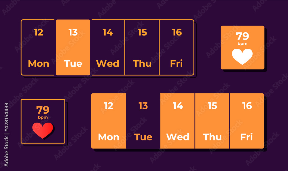 Vetor de Health tracker app UI elements kit. Running routine track ...