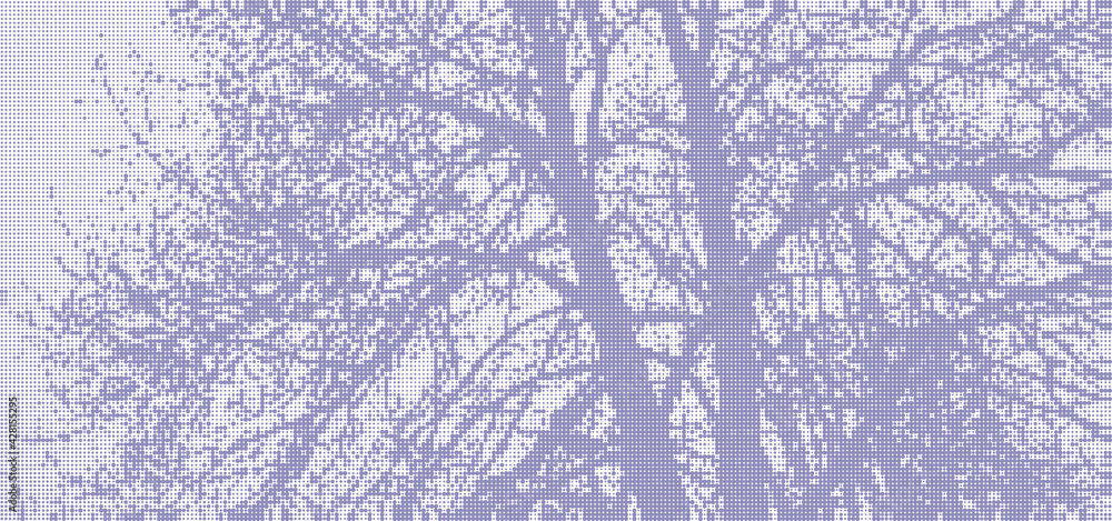 Perforated panel. Image of a tree made with dots. Abstract halftone ...
