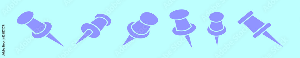 set of push pin cartoon icon design template with various models ...