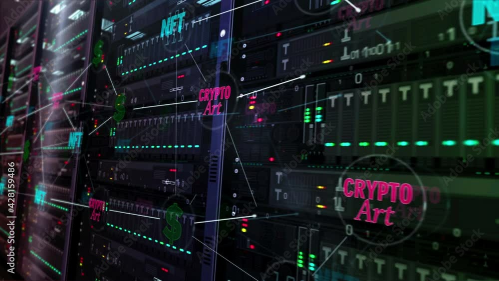NFT Crypto Art. Datacenter with NFT Crypto Art technology, collectibles ...