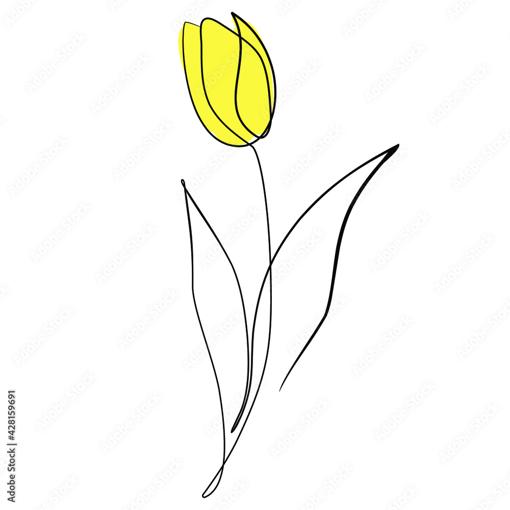 tulip drawing made by line, tulip drawing made by line for printing ...