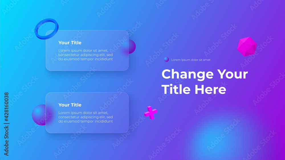 Glassmorphism concept with 3d geometric shapes. Frosted glass effect ...