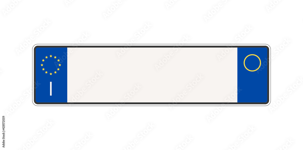 Italy blank car plate isolated on white background. Italian vehicle ...