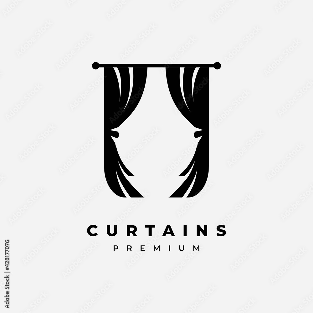 Curtain illustration symbol logo design vector template Stock Vector ...