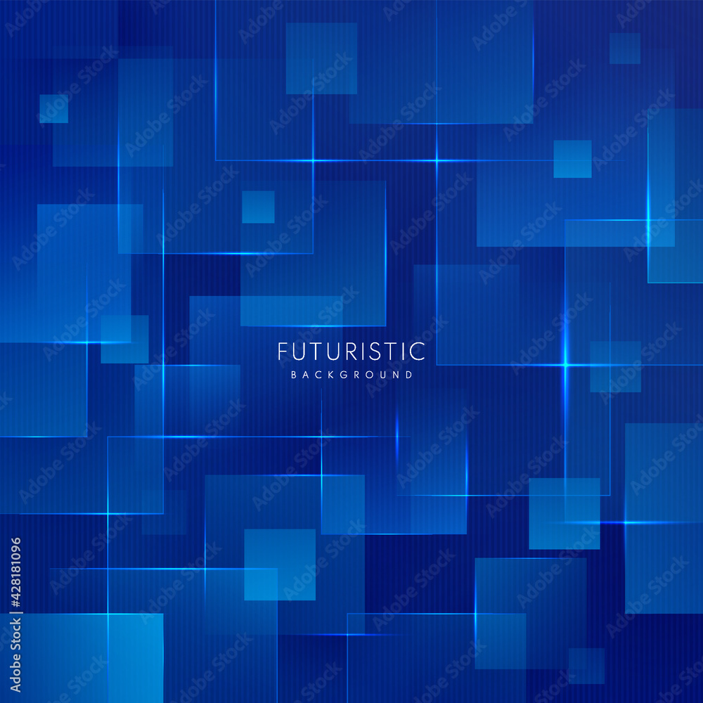 Abstract technology geometric background with copy space. Square dark ...